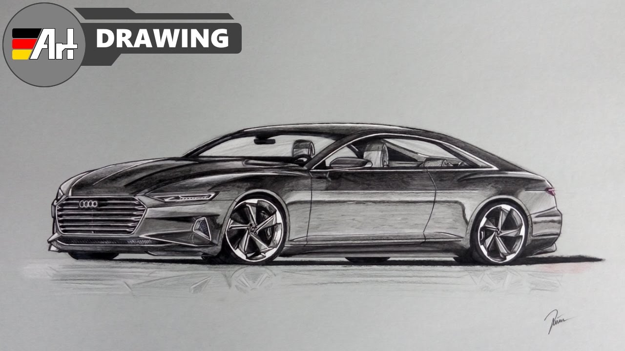 How I draw a car (Audi Prologue concept) - speed drawing - YouTube