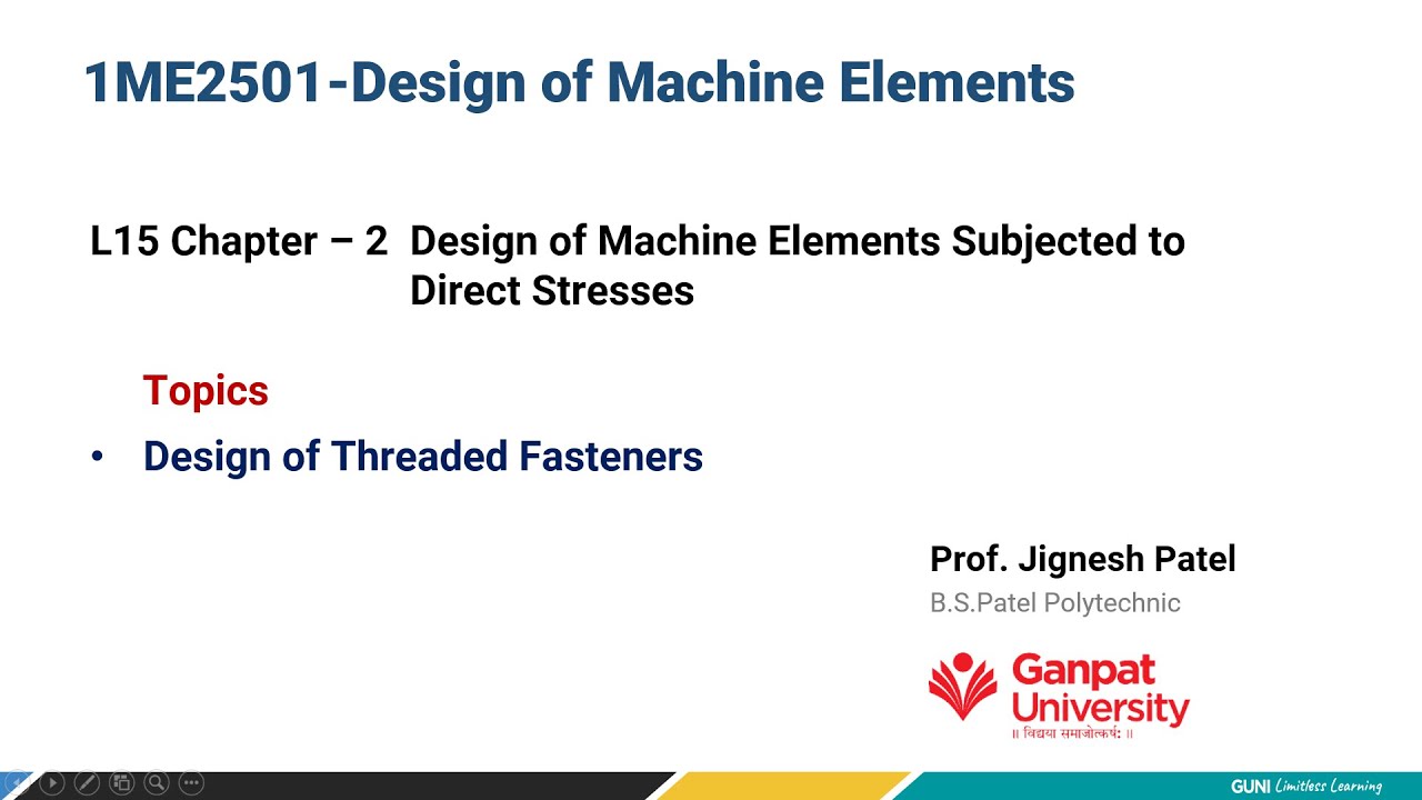 L15 | Design Of Threaded Fasteners - YouTube
