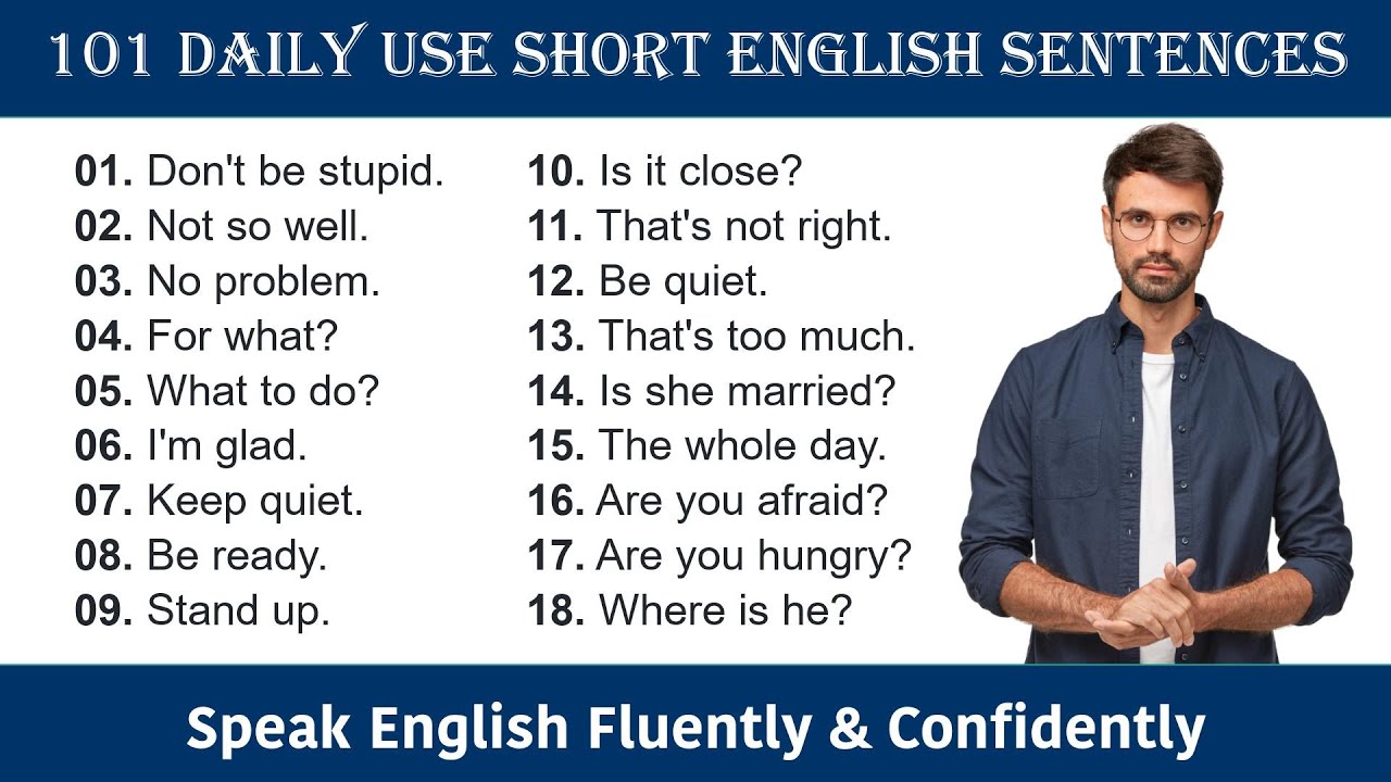 101 Daily Use Short English Sentences | English Speaking Practice Class ...