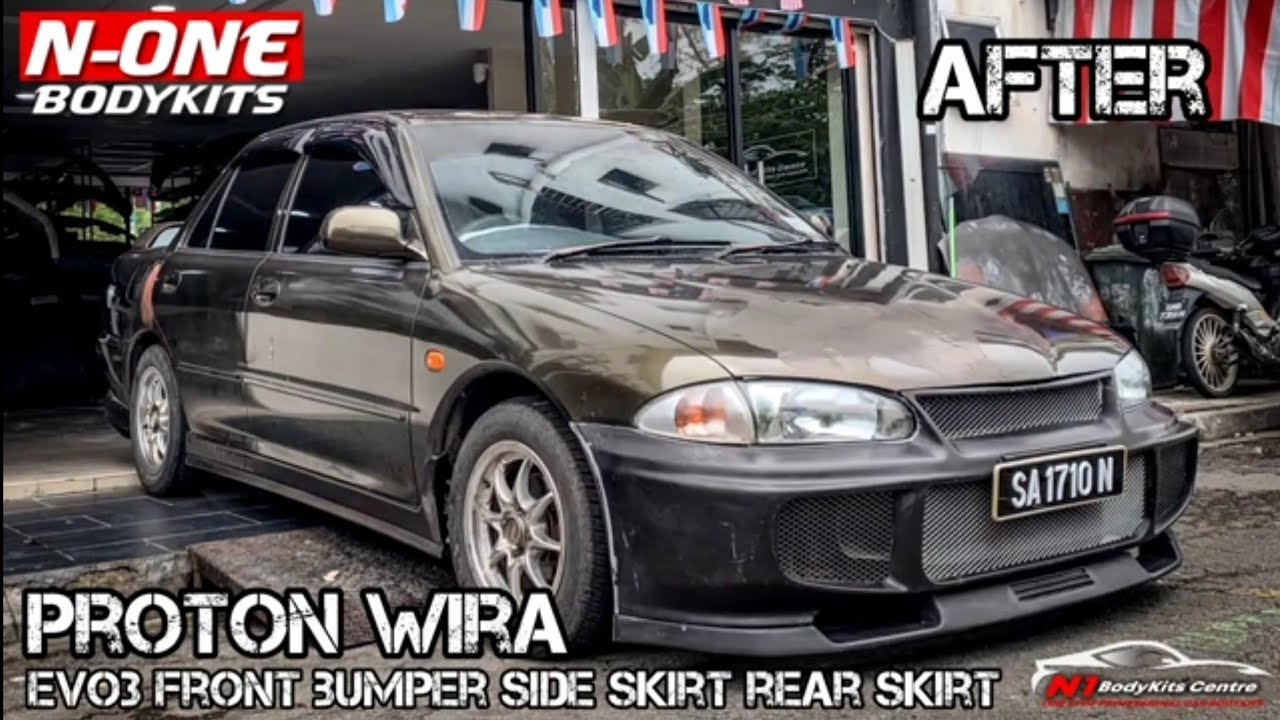 Proton wira evo3 front bumper evo3 side skirt evo3 rear skirt - YouTube