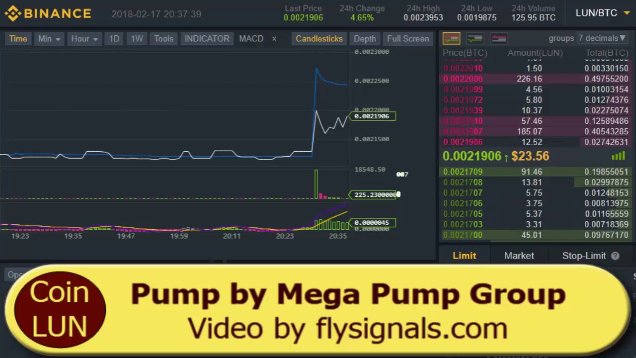 Pump coin "LUN" organised by "MEGA PUMP GROUP" video by "flysignals.com ...