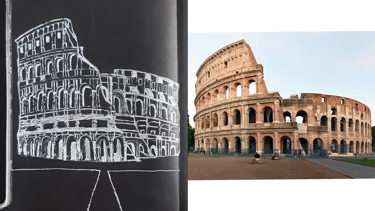The Colosseum | Italy, Rome | How to Draw The Colosseum | White pen ...
