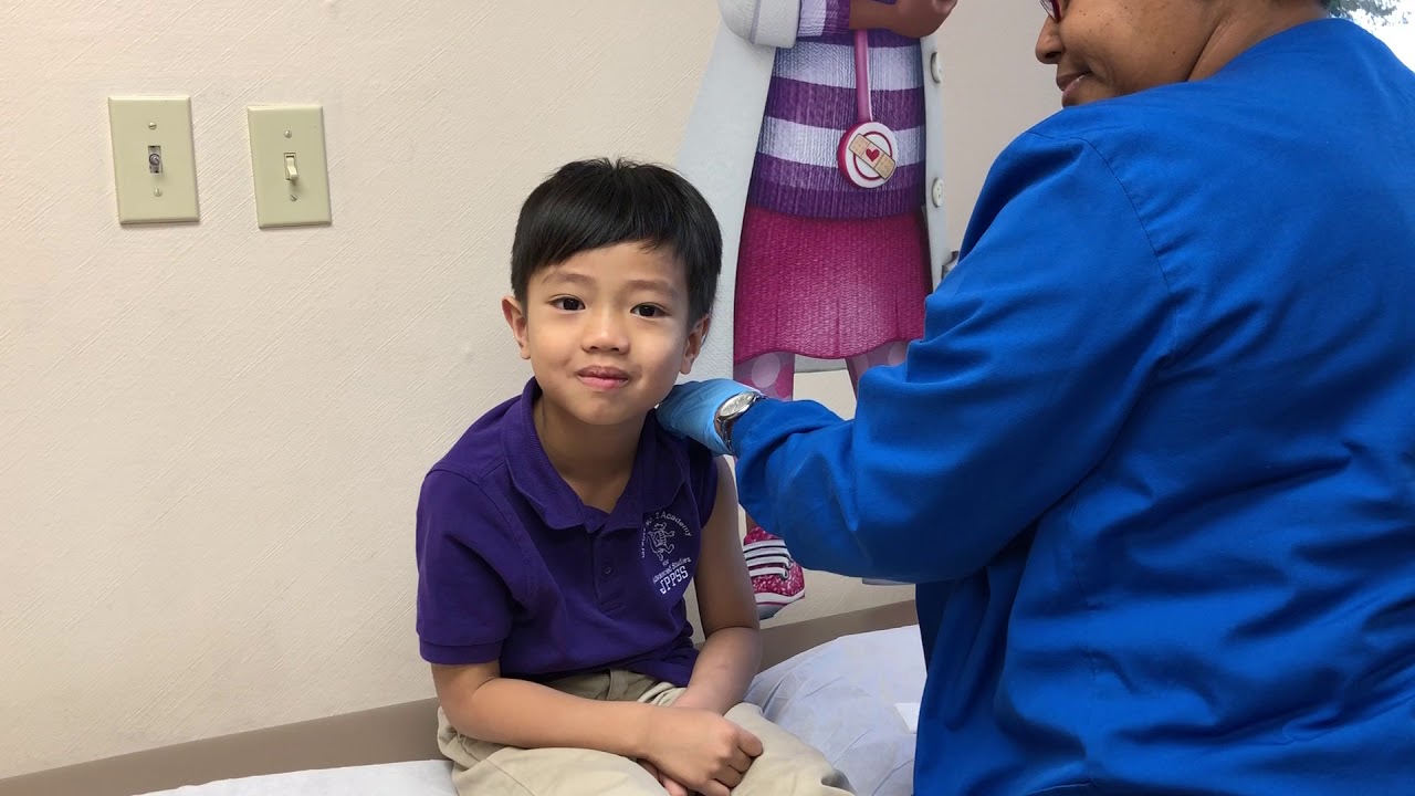 Six year old check up and flu shot - YouTube
