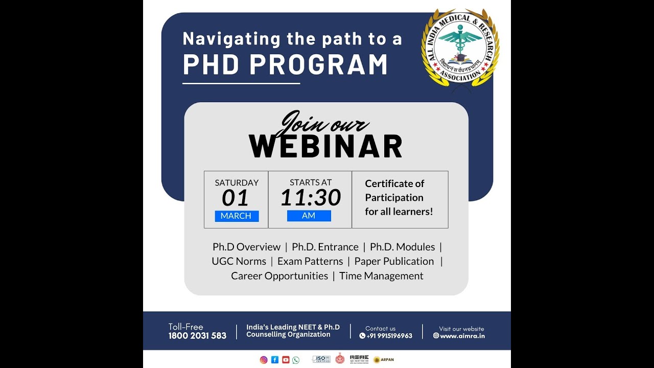 Navigating the Path to a PhD Program | AIMRA Webinar | PhD Journey ...