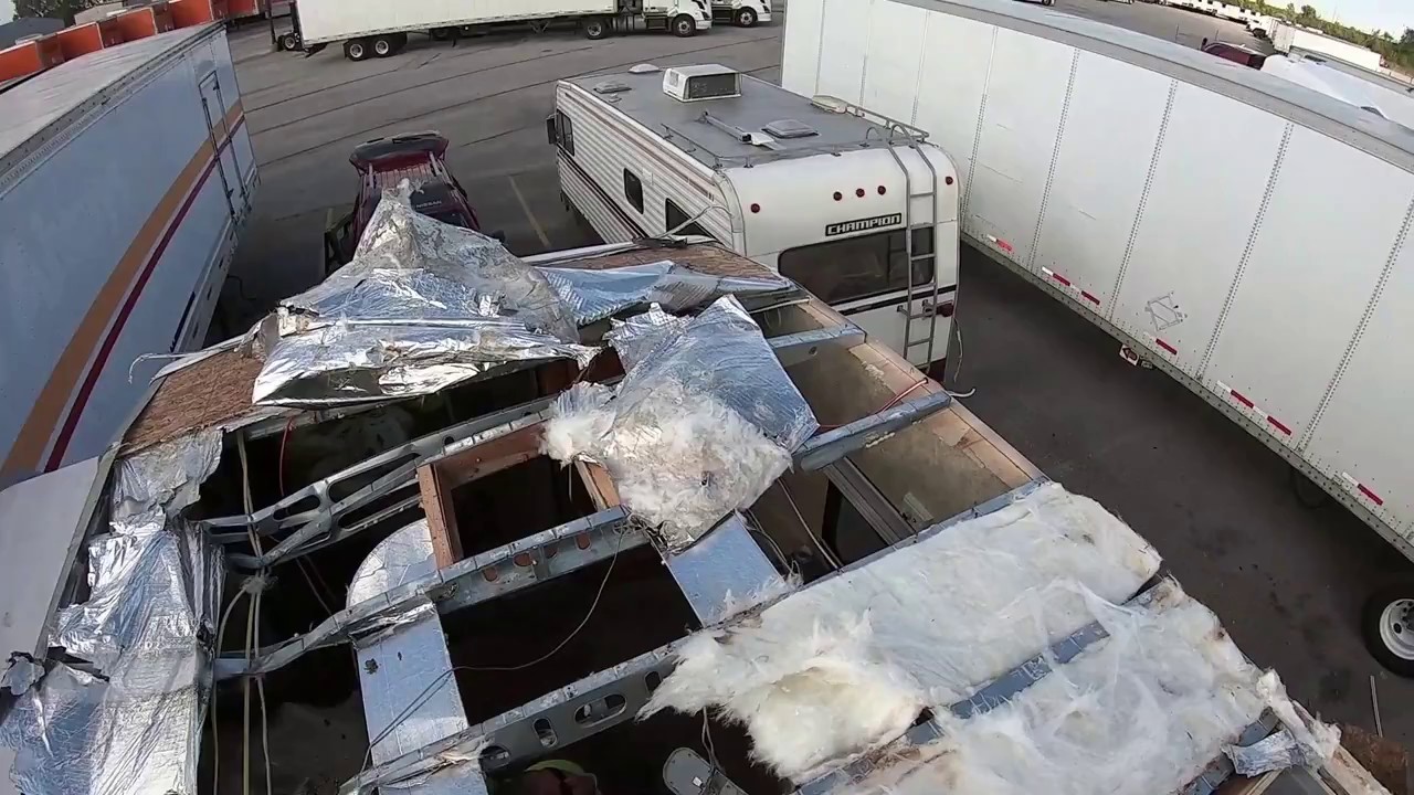 Salvage fifth wheel roof repair to go to Florida - YouTube