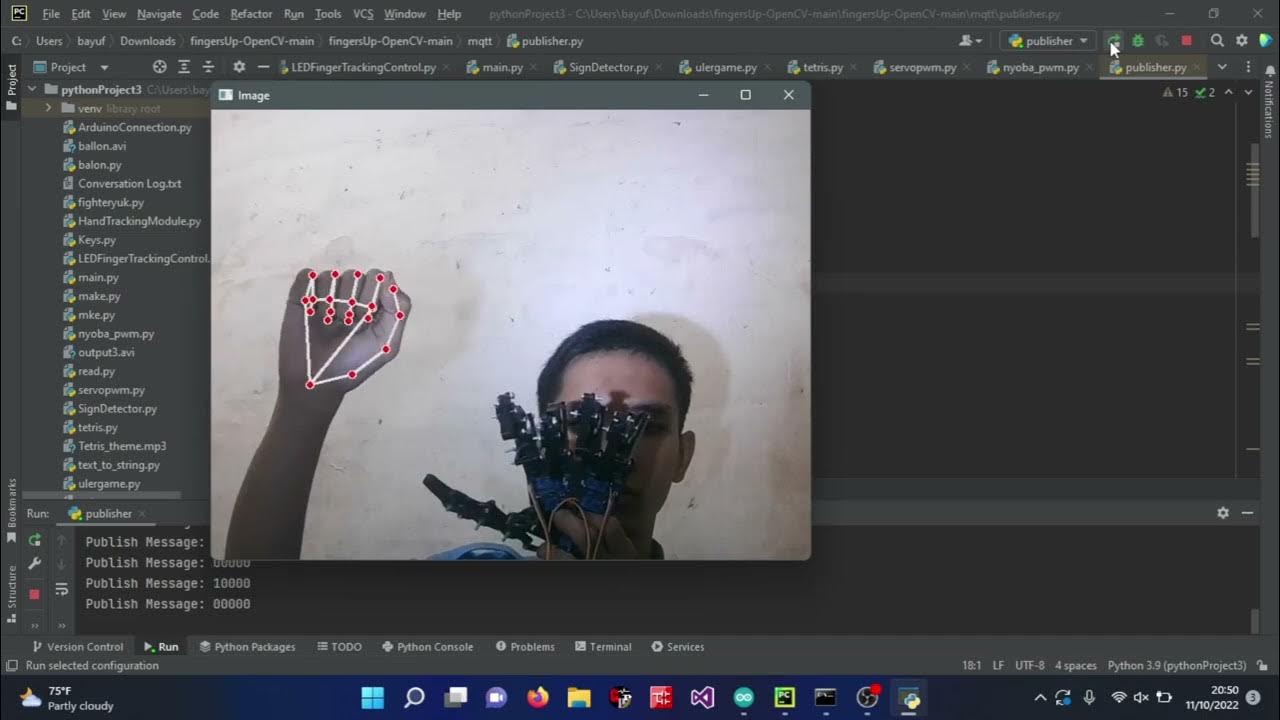 A.I Kendali Arm Robot - Hand Tracking dengan OpenCV Python dan Arduino - YouTube