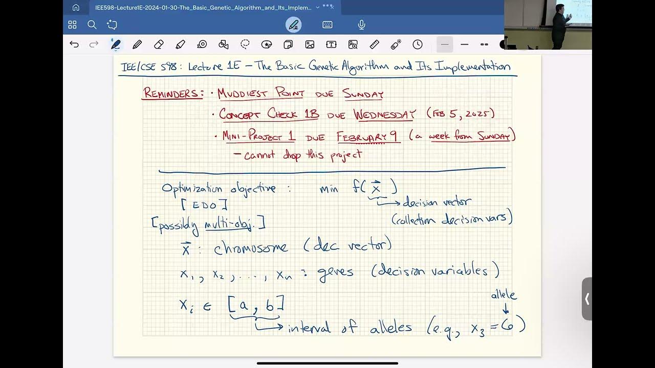 IEE 598: Lecture 1E (2024-01-30): The Basic Genetic Algorithm and Its Implementation - YouTube