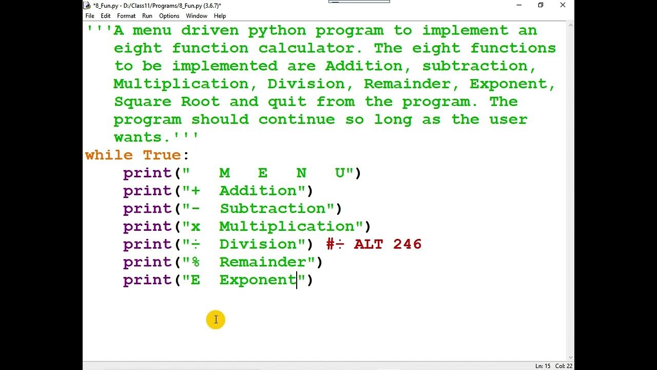 Python: Eight Function Calculator, Part 1 of 3 - YouTube