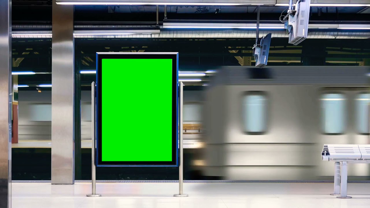 Green screen effect billboard at train crossing - YouTube