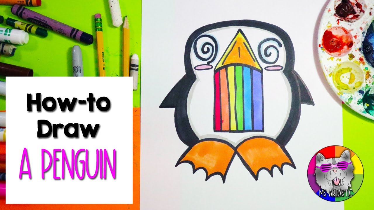 How-to Draw a Rainbow Puking Penguin for Kids! - YouTube