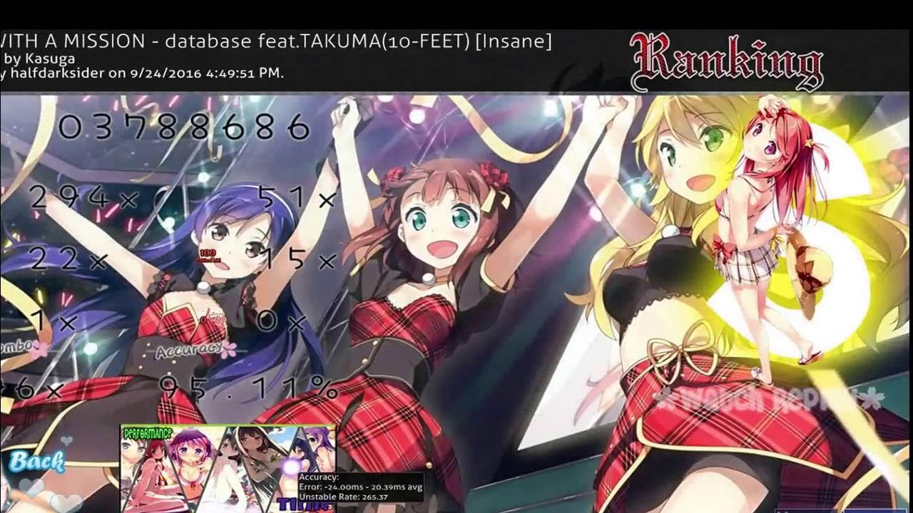 Osu! Man with a mission - database feat.Takuma(10-FEET) [INSANE] 95.11% FC - YouTube