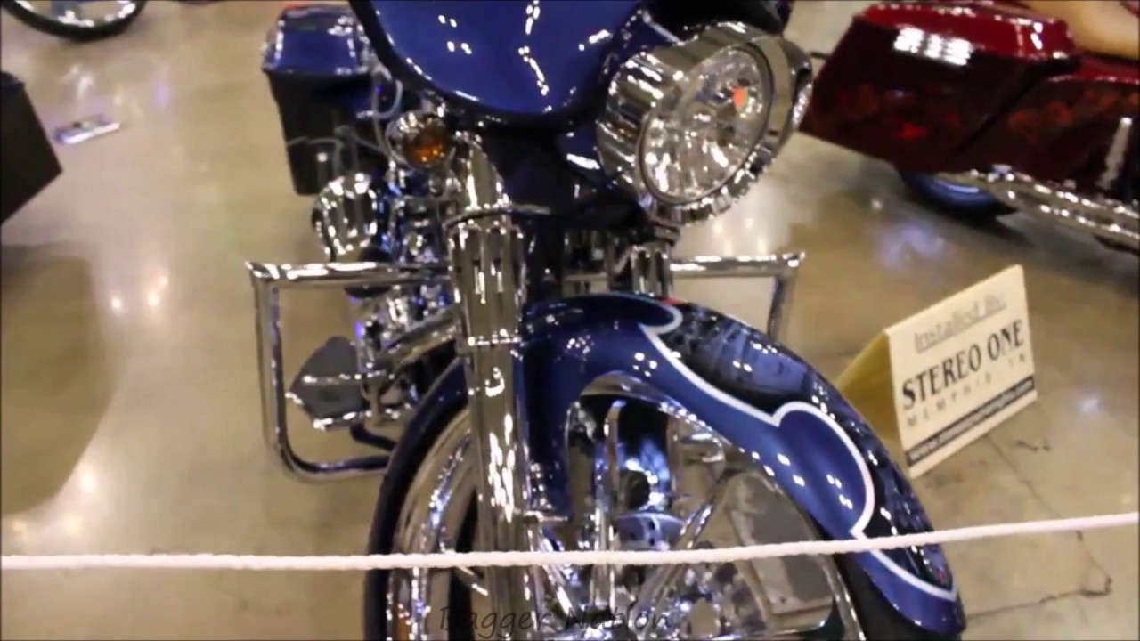 Custom Blue Airbrushed 26" Harley Bagger - YouTube