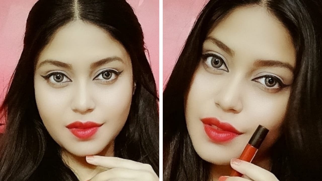 cat eyeliner |cat eyeliner and red lips 💋 Makeup Tutorial - YouTube