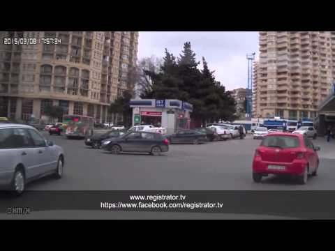 Qadın sürücü səkiyə çıxdı