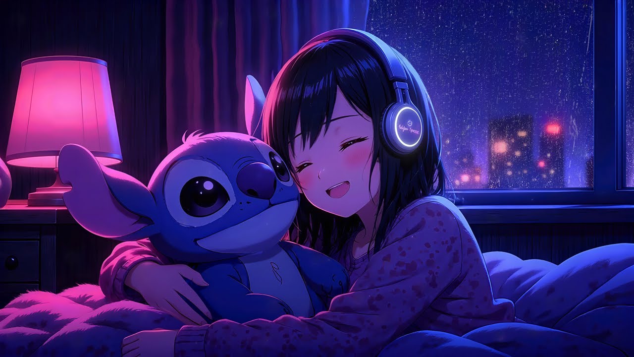 No Ads Peaceful Dreams with Stitch 🌙 Soothing Rain & Piano for Insomnia ...