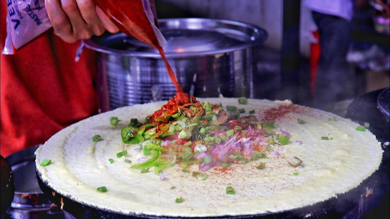 Master Of Making Dosa | Cheesiest Pizza Dosa | Road Side Cooking Skill ...