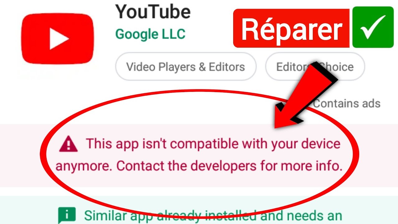 Votre appareil n'est pas compatible avec cette version YouTube ...