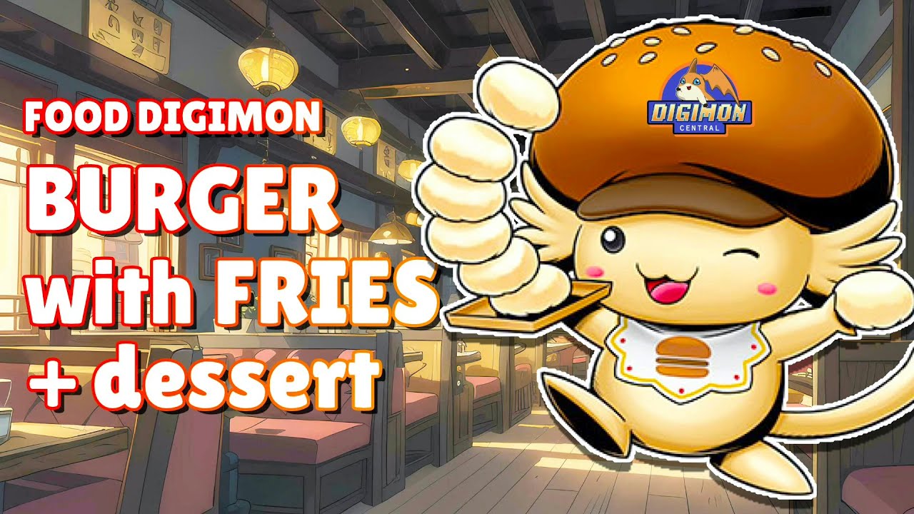 Digimon Burger With Fries And Dessert (Burgamon, Potamon, Jyagamon ...