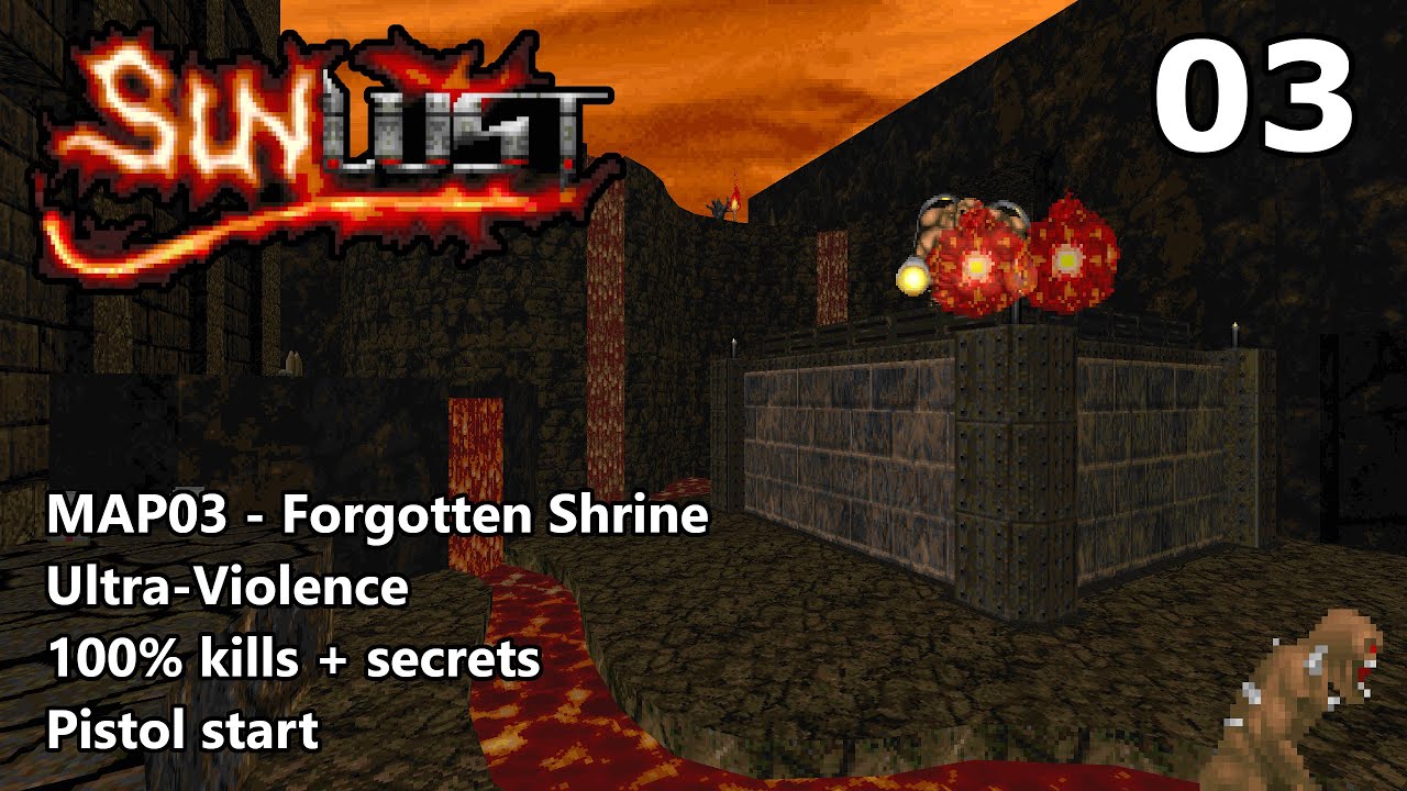 Doom II: Sunlust - MAP03 (Forgotten Shrine) - Ultra-Violence 100% - YouTube
