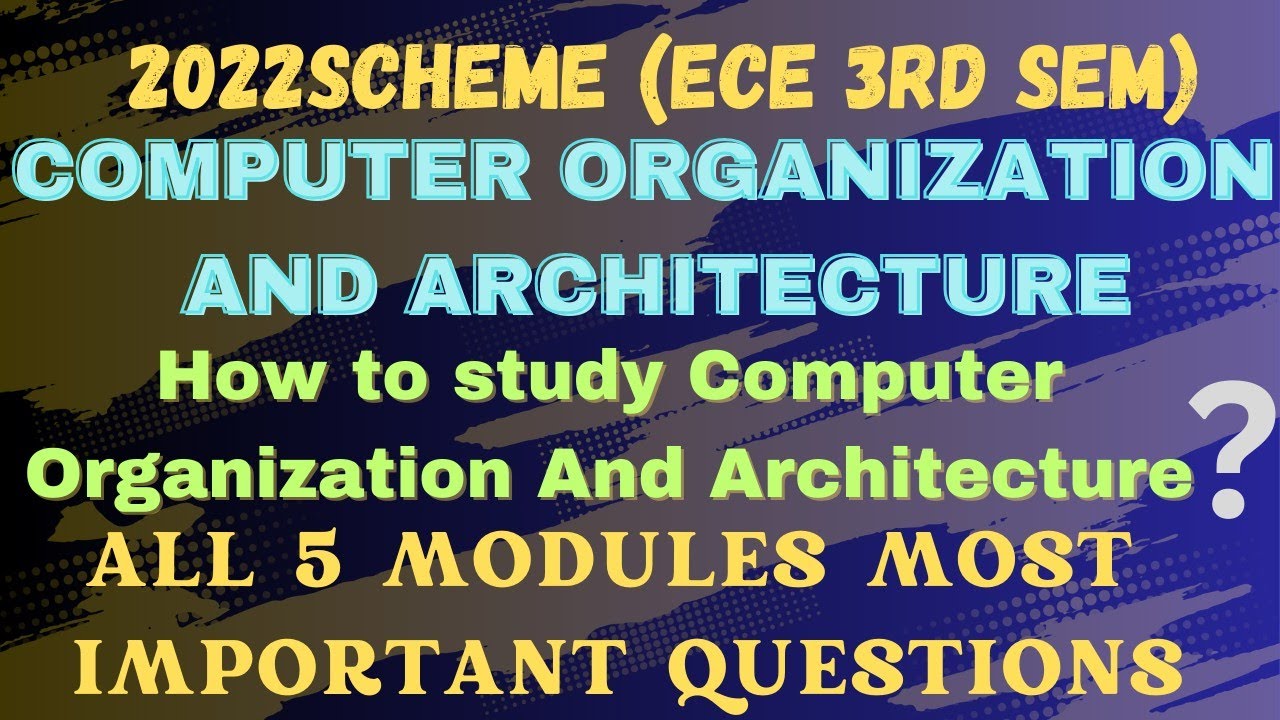 #ComputerOrganizationArchitecture | COA all 5 modules Important ...