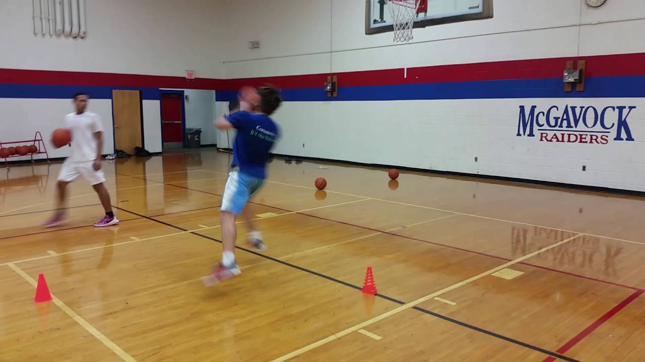 Jab step, hesitation in/out, spin, left hand finish - YouTube