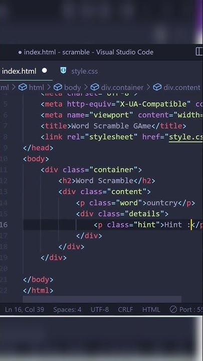Word Scramble Game Program Html Css Javascript Shorts