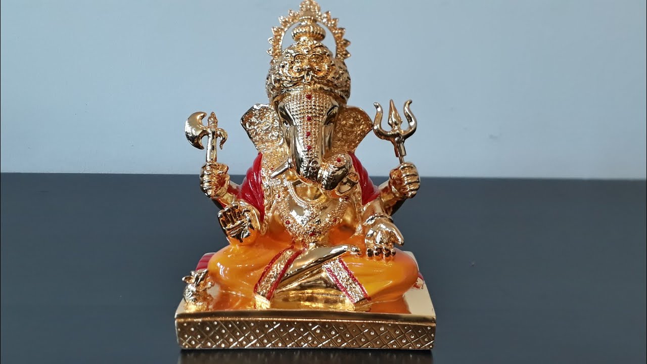 24ct Gold Covering Ganesha|Dagadu shet Ganesha|Gold Ganesha| Ganesh statue| Ganesha Marble ...