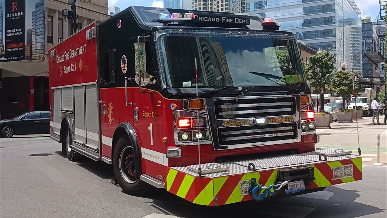 Chicago Fire Dept. Squad 1, Squad 1A, and Command Van 1 (2-7-1 ...