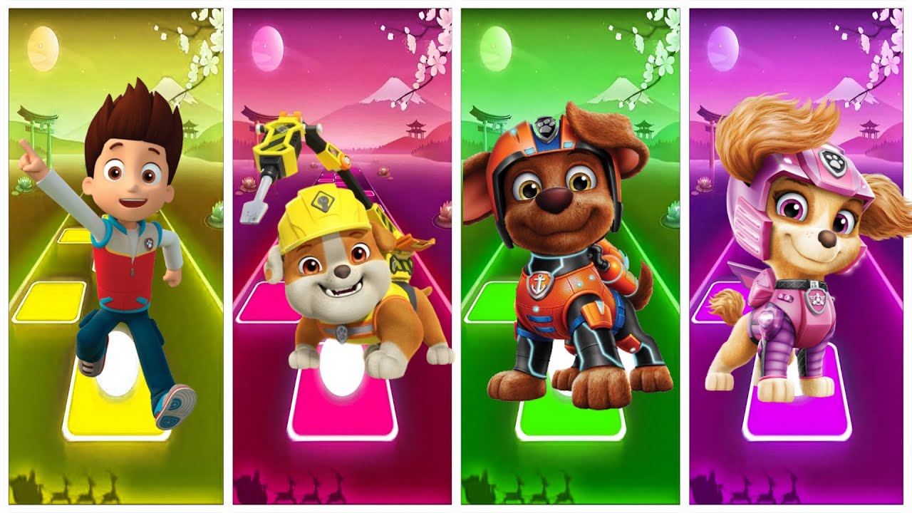 PAW Patrol Ryder 🆚 Rubble 🆚 Zuma 🆚 Skye 🎶 Tiles Hop EDM Rush Poppi Paws ...