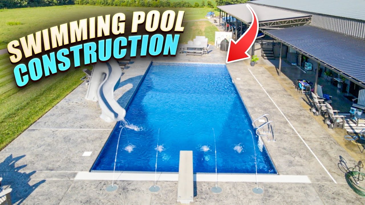 Swimming pool construction 20x50 vinyl liner 8ft Deep (Timelapse) - YouTube