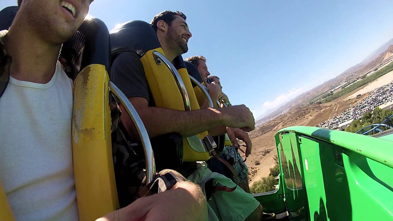 Six Flags California Riddler's Revenge coaster with GoPro - YouTube