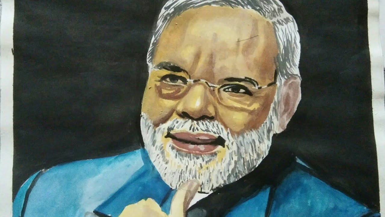 Painting narendra modiji with poster colours | art giriraj - YouTube