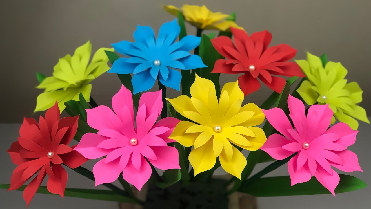 Beautiful Paper Flower Making | Beautiful Paper Flowers | Paper Craft ...