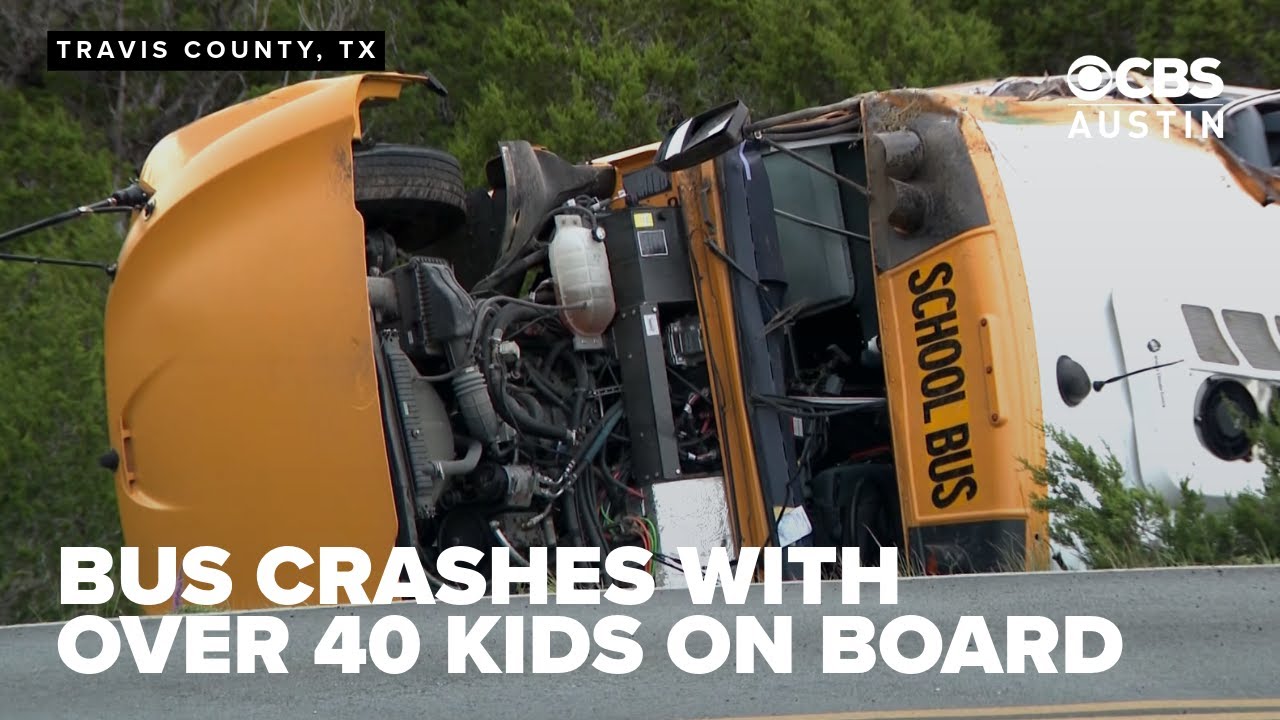 At least 16 hospitalized after Leander ISD bus rollover crash - YouTube