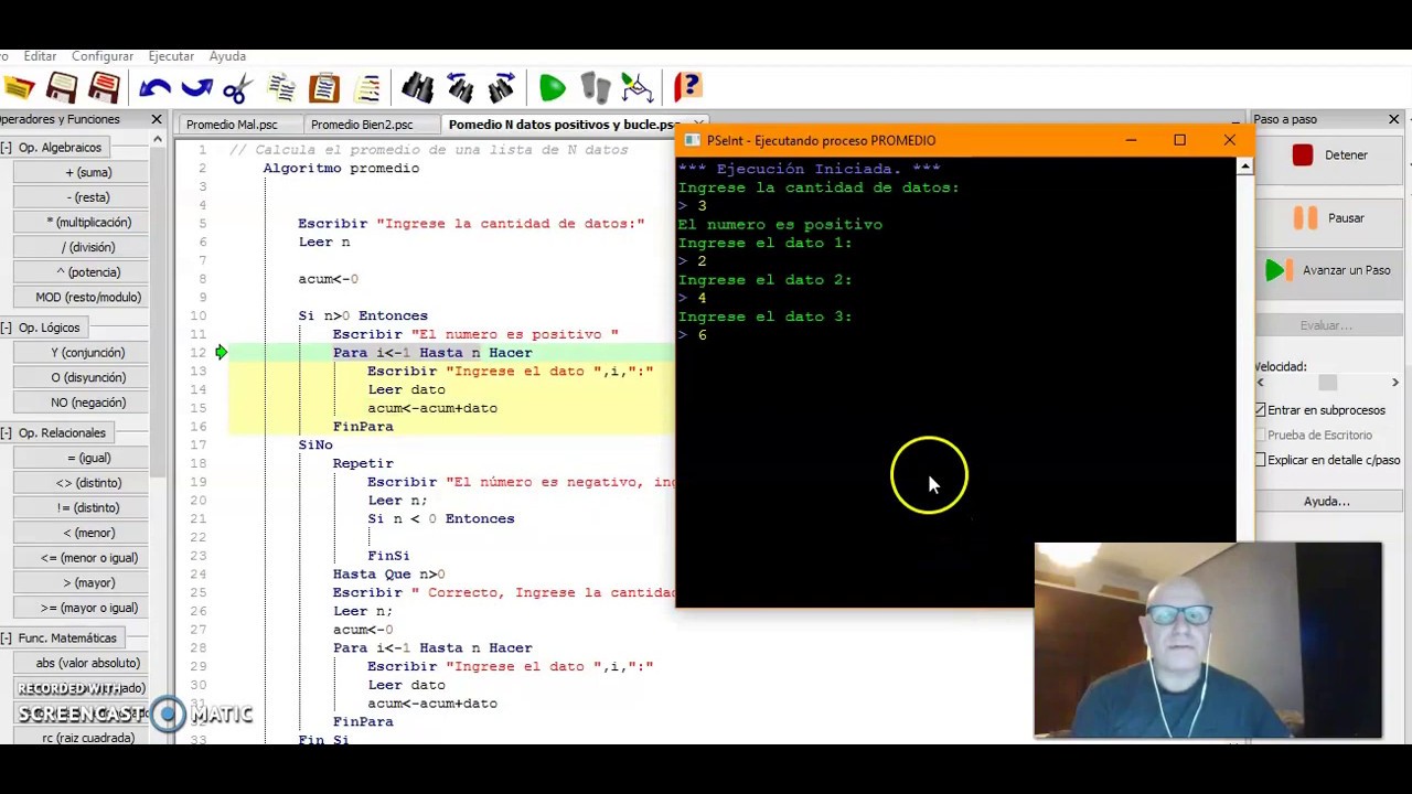 PSeint Algoritmo que calcula el promedio de N datos PSeint Algoritmo ...
