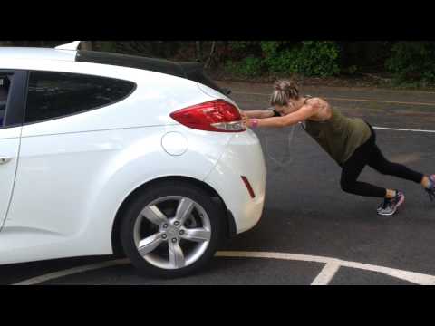 120lb Female Doing HIIT Car Pushes