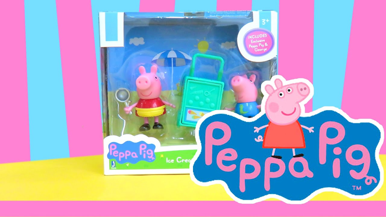 Peppa Pig 3-inch Figure 2-Pack - Peppa & George Ice Cream Time (feat ...