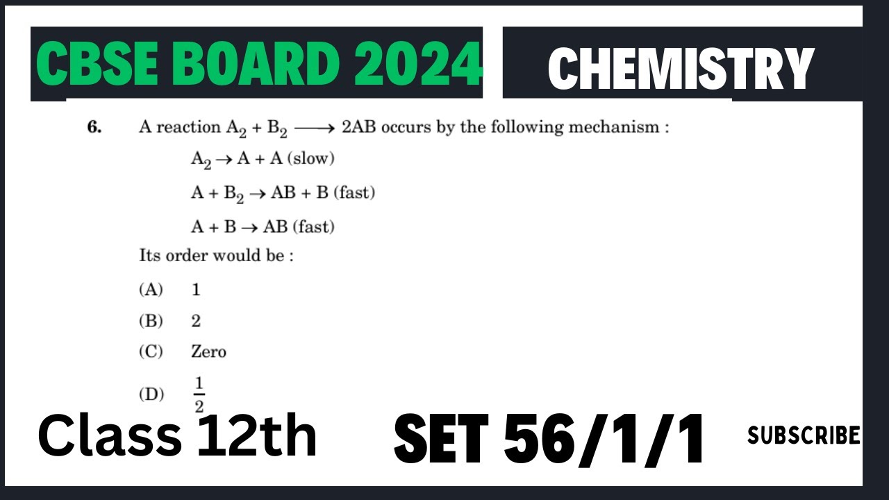 Q6 A reaction A2 + B2 2AB occurs by the following mechanism : A2 A + A ...