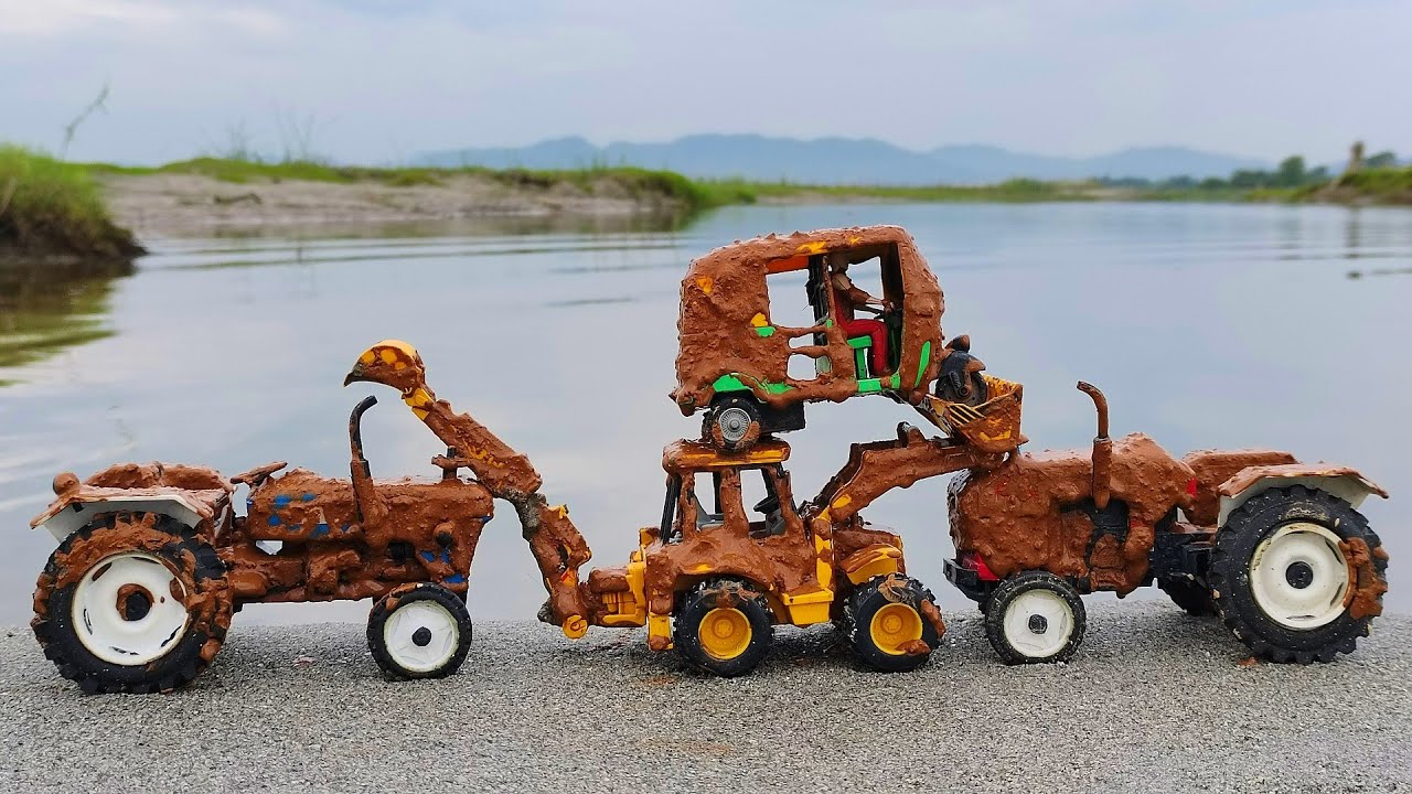 Diy Muddy Tractor And Auto Rickshaw Help JCB Jump in River Water Muddy ...