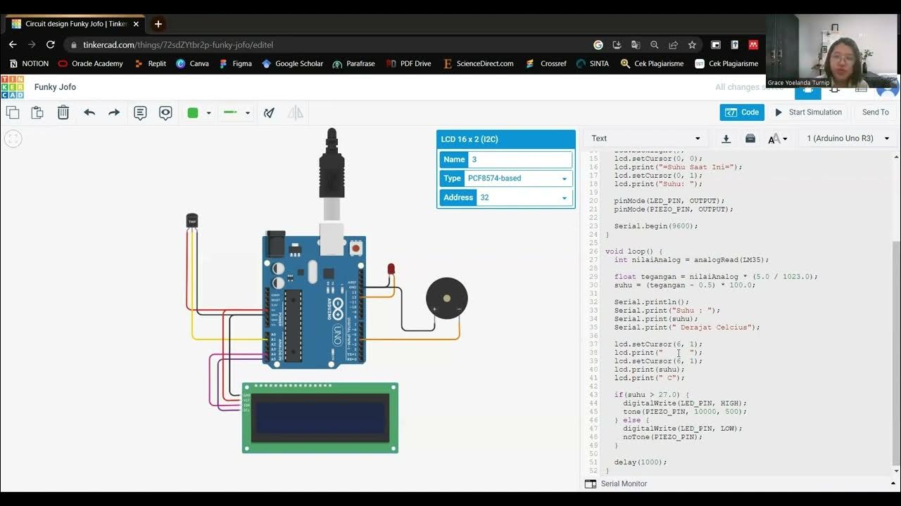 Rangkaian Arduino Uno dengan Sensor Suhu, LED dan Display LCD I2C 16x2 - YouTube