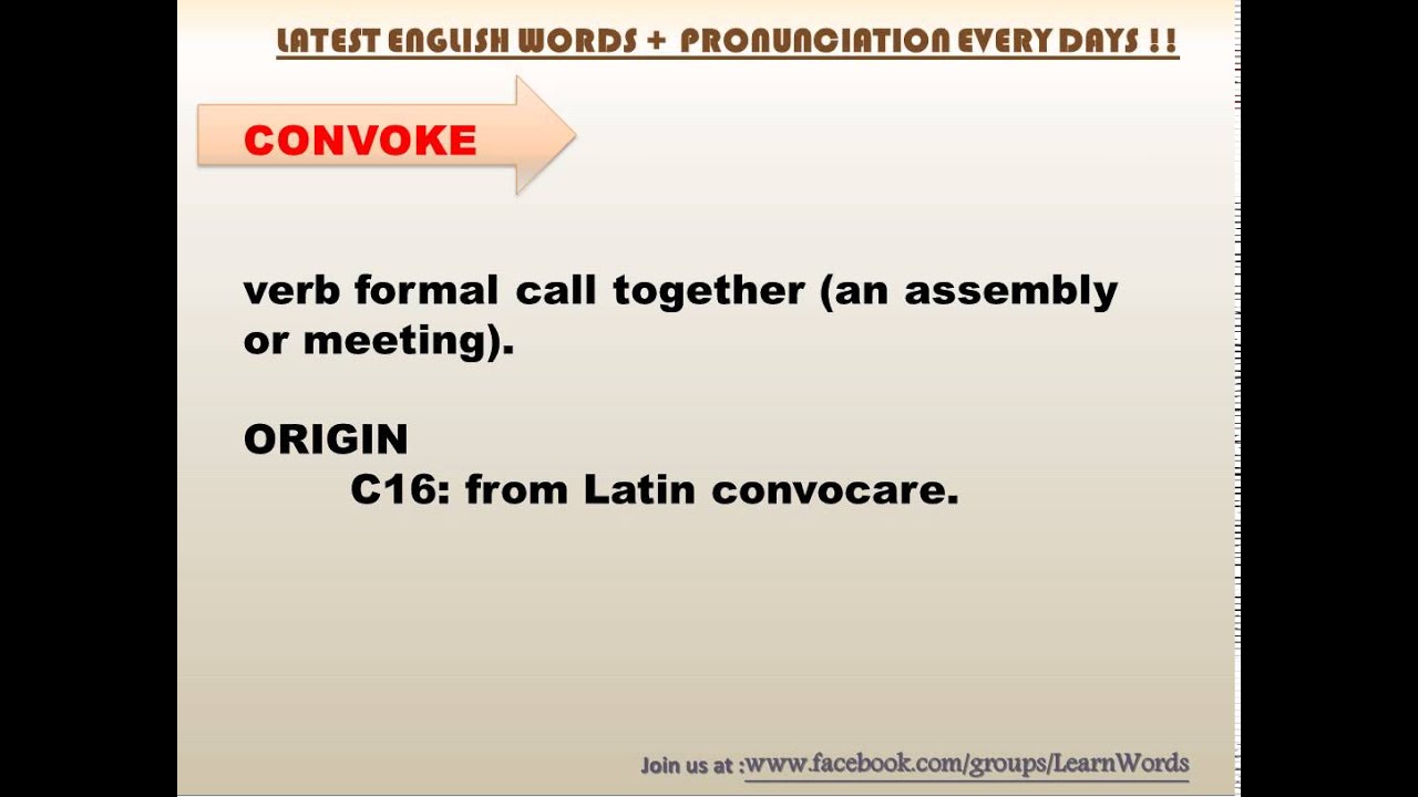 CONVOKE Learn English Words | British English | British Pronunciation ...