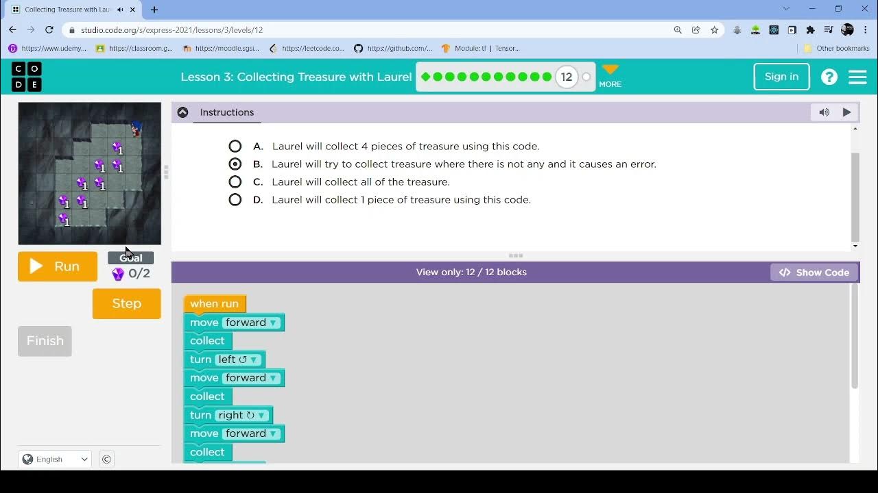 L3-12 |Code.org | Express-2021 | Lesson 3: Collecting Treasure with ...