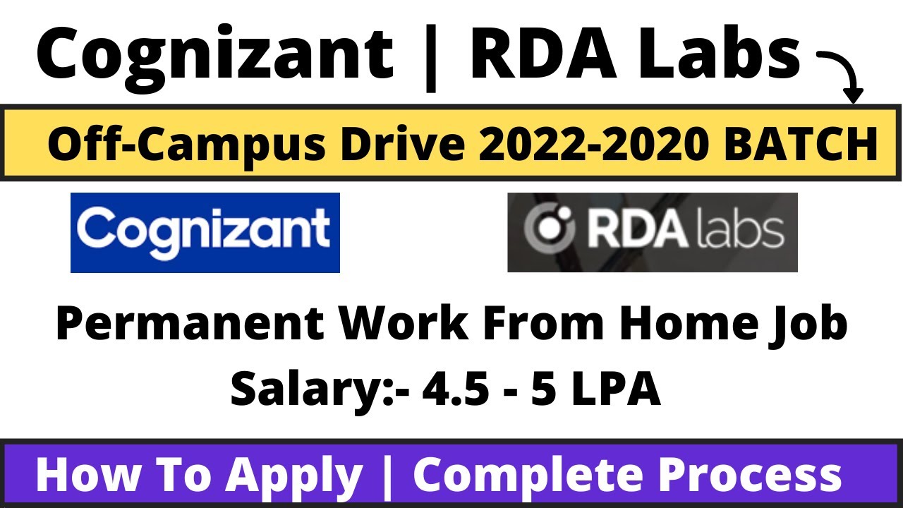 Cognizant | RDA Labs | Permanent Work From Home Jobs | 2022-2020 BATCH ...