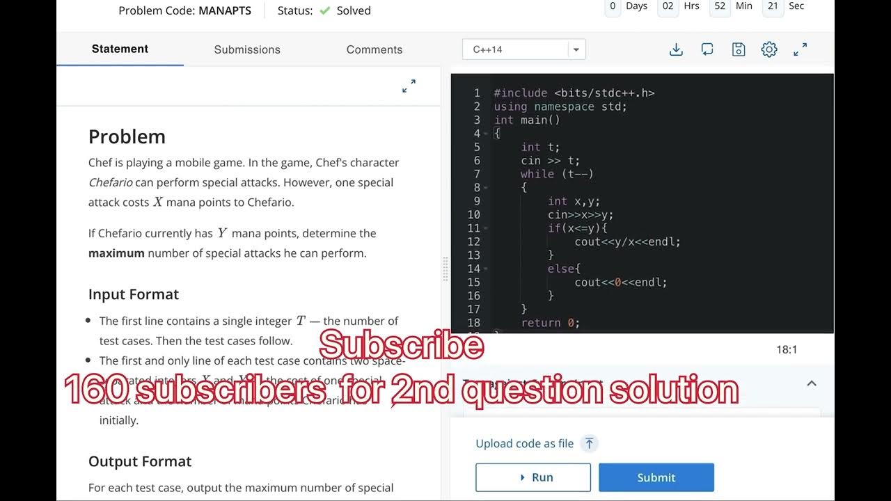 Mana points || starters 74 #codechef #solution || 18th January 2023 - YouTube
