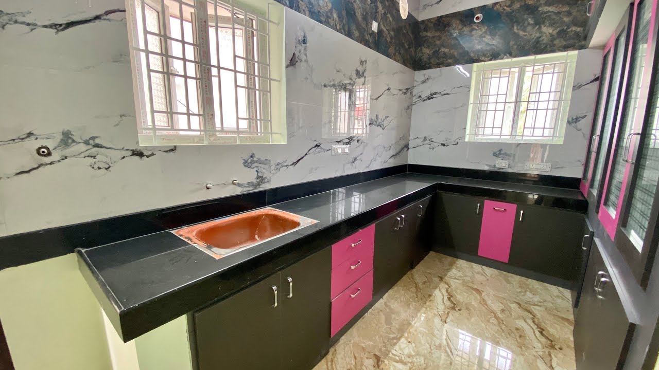 Small Kitchen Design with Dining Space & Backside Door // Kicthen Tour ...