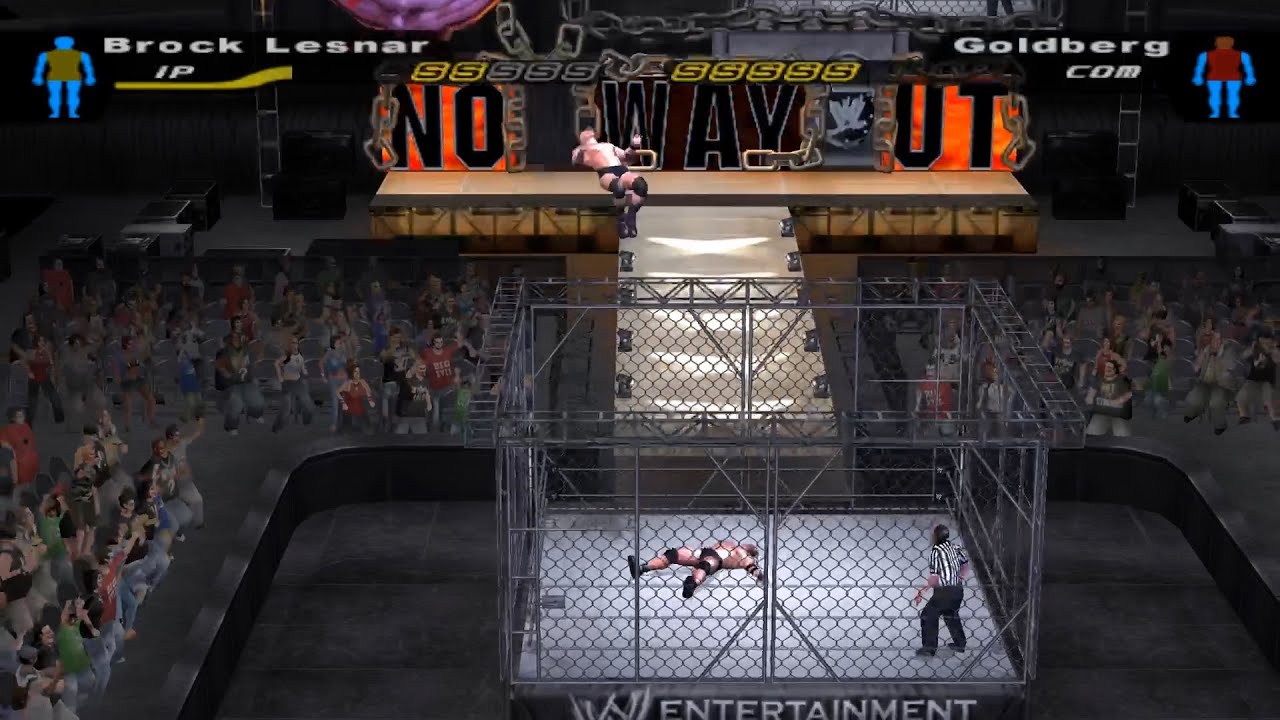WWE SmackDown! Here Comes the Pain Brock Lesnar vs Goldberg Cage in No ...