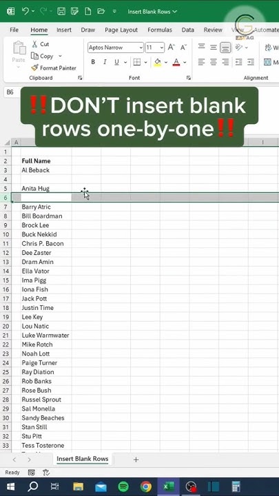Insert Blank Rows in Excel‼️#computer #knowledge #excel #viralpage #like4likes #explorepage # ...