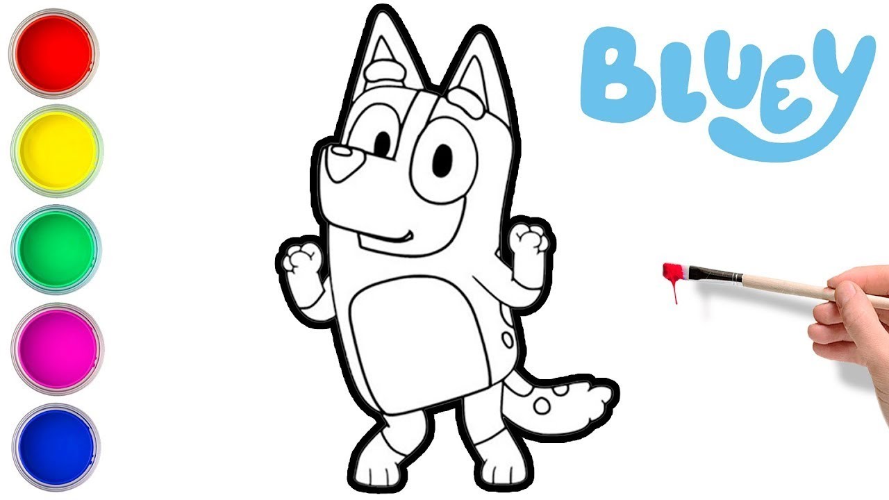 how to draw Bluey l Bluey drawing l colorful 💚💜 drawing l drawing for ...