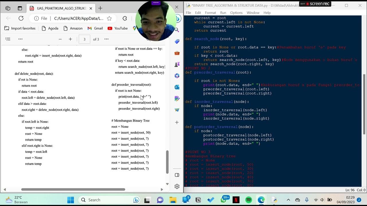 Binary Treealgoritma And Struktur Datapython Youtube