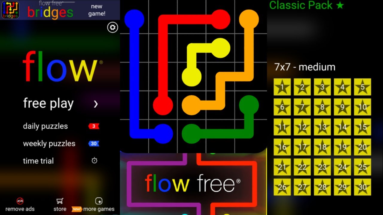FlowFree Game Classic Pack 7x7 (Perfect Stars) - YouTube